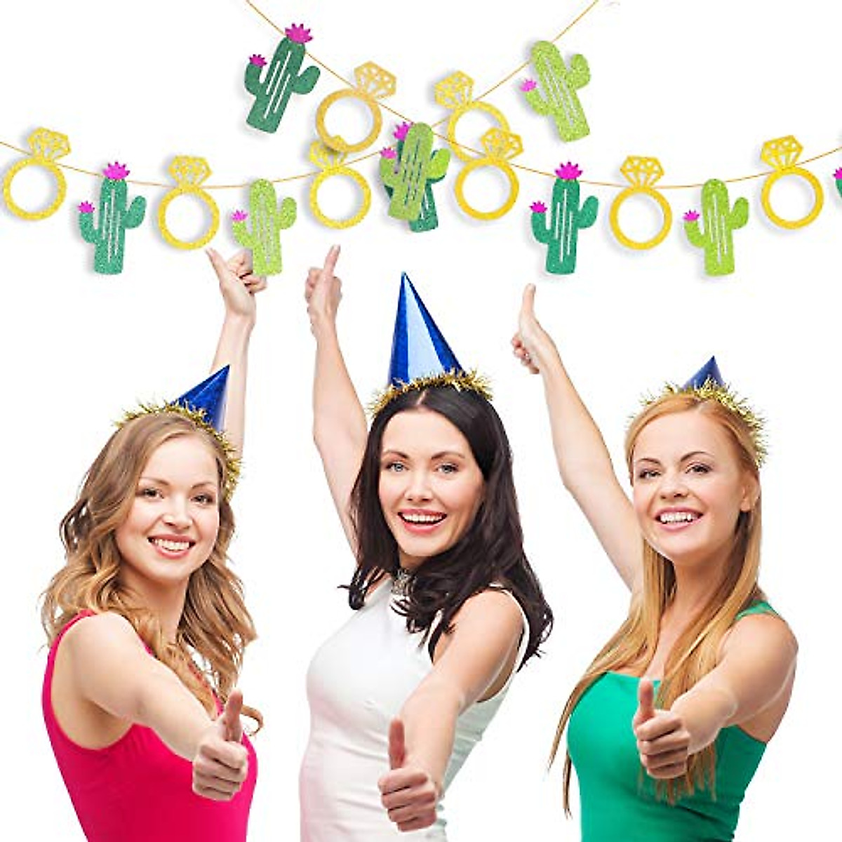 3 Pieces Mexican Fiesta Glitter Banner Taco Bout Love It's Time to Fiesta Cactus Pattern Garland Flag for Baby Shower Bridal Wedding Engagement Party Decorations