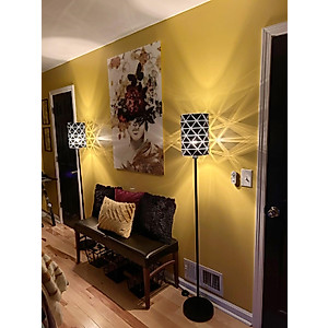 Yomony Phoebe Floor Lamp - Planet Series - Geometric Shade Black Standing Lamp