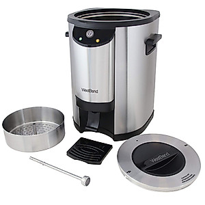 West Bend 57042 Coffee Urn Double Walled Stainless Steel Features Automatic Temperature Control Large Capacity with Fast Brewing and Easy Clean Up NSF Certified, 42-Cup, Silver