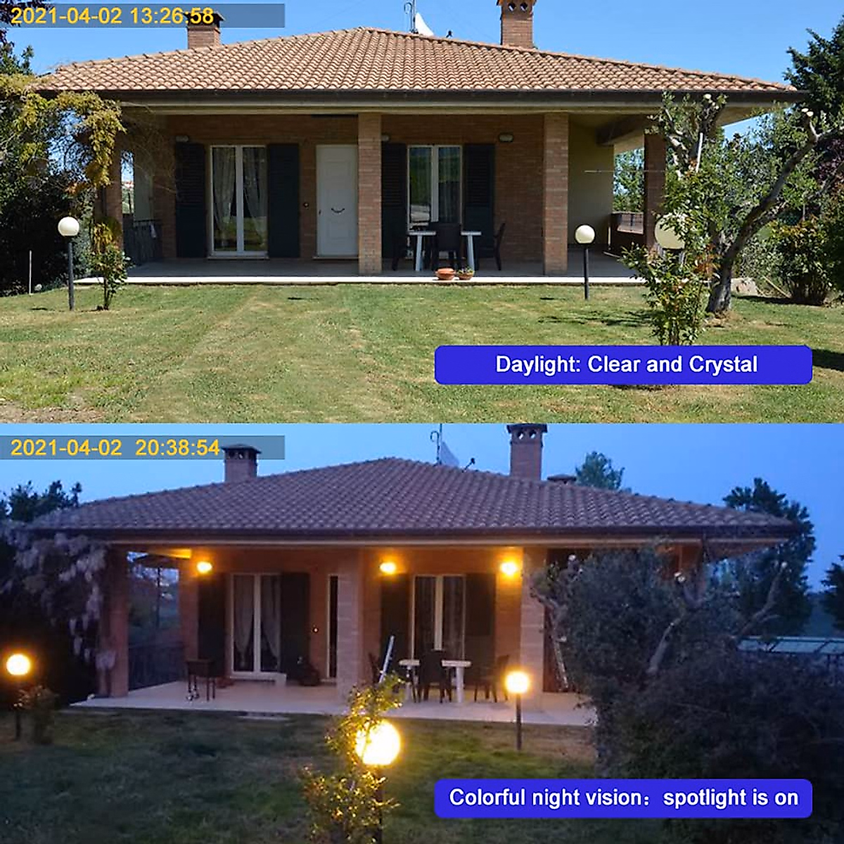 Luovisee Wireless Solar Outdoor Home Security WiFi Camera PTZ Full Color Night Vision with Audio,PIR Motion Detection Alarm,64G SD Card, Rechargeable Battery,IP65 Weather Proof,Siren,360 View