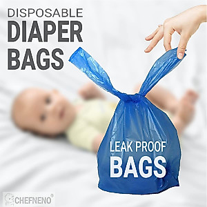 Baby Diaper Bag Disposable (500 Count, Blue) Fresh Baby Powder Scented Easy Tie Handles Bulk Diaper Sacks Disposable Dog Poop Bags Cat Litter Clump & Poop Bags Sanitary Pads Disposal Bags (500 Bags)