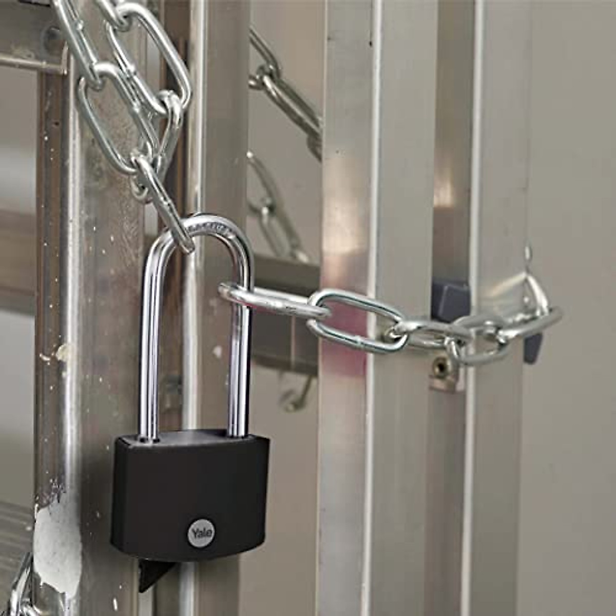 Yale 2.2 Inch Long Shackle Covered Aluminum Lock with 3 keyed Alike Keys for School Gym Locker, Fence, Gate, Toolbox, Case, Hasp Storage (Black)