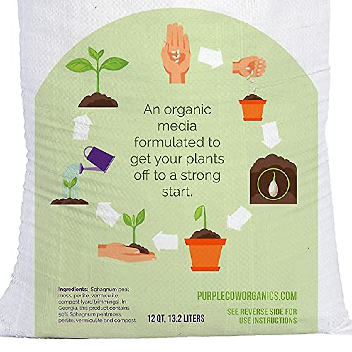Purple Cow Organics Seed Starter 1 Cubic Foot Bag, All Natural and Organic, Fast Seedling Germination, Grows Strong Roots for Indoor Gardens, Raised Beds & Transplanting