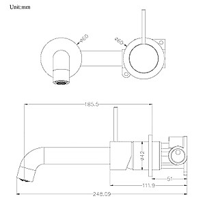 ZUKKI Copper Bathroom Fixtures Vanity Vessel Sink Faucet Wall Mounted Brass Basin Mixer Taps Sink Mixer Tap Bathroom Faucets Hot and Cold Spout Sink Rough Valve Bathtub Faucet Polished Chrome