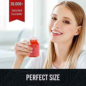 Norcalway 8pcs 2oz Shot Bottles with Caps - Ginger Shot Lids, Wellness Juice, Freezer Safe, Leak Proof, Food Grade Bottles