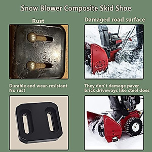 EZYPAK Snowblower Composite Skid Shoe for John Deere M118098 780061 1740718AYP TRS22, TRS24, TRS26, TRX24 and TRX26 Snow Blowers - (Set of 2)