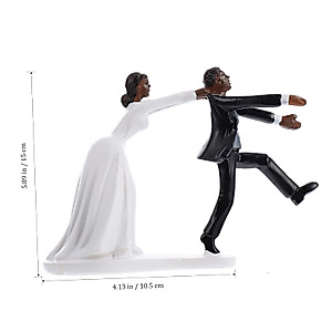 Parliky 1Pc Creative Wedding Party Cake Resin Toppers Bride and Groom Figurines for Cake Decoration for Bridal Showers and Engagement Celebrations