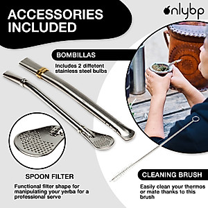 OnlyBP - Argentinian Mate Kit, Includes Yerba Mate Cup, 2 Straws, and Cleaning Brush (Wood)