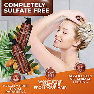 Moroccan Argan Oil Shampoo and Conditioner Set - Sulfate Free, Anti Frizz Hydrating Care for Women - Deep Moisturizing Treatment for Color, Keratin Treated, Curly, Damaged and Dry Hair