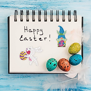 DERFILIN 16PCS Diamond Painting Stickers Set for Kids, 5D Easter Eggs Bunny Mosaic Stickers, DIY Creative Crafts for Boys and Girls Gem Art Set