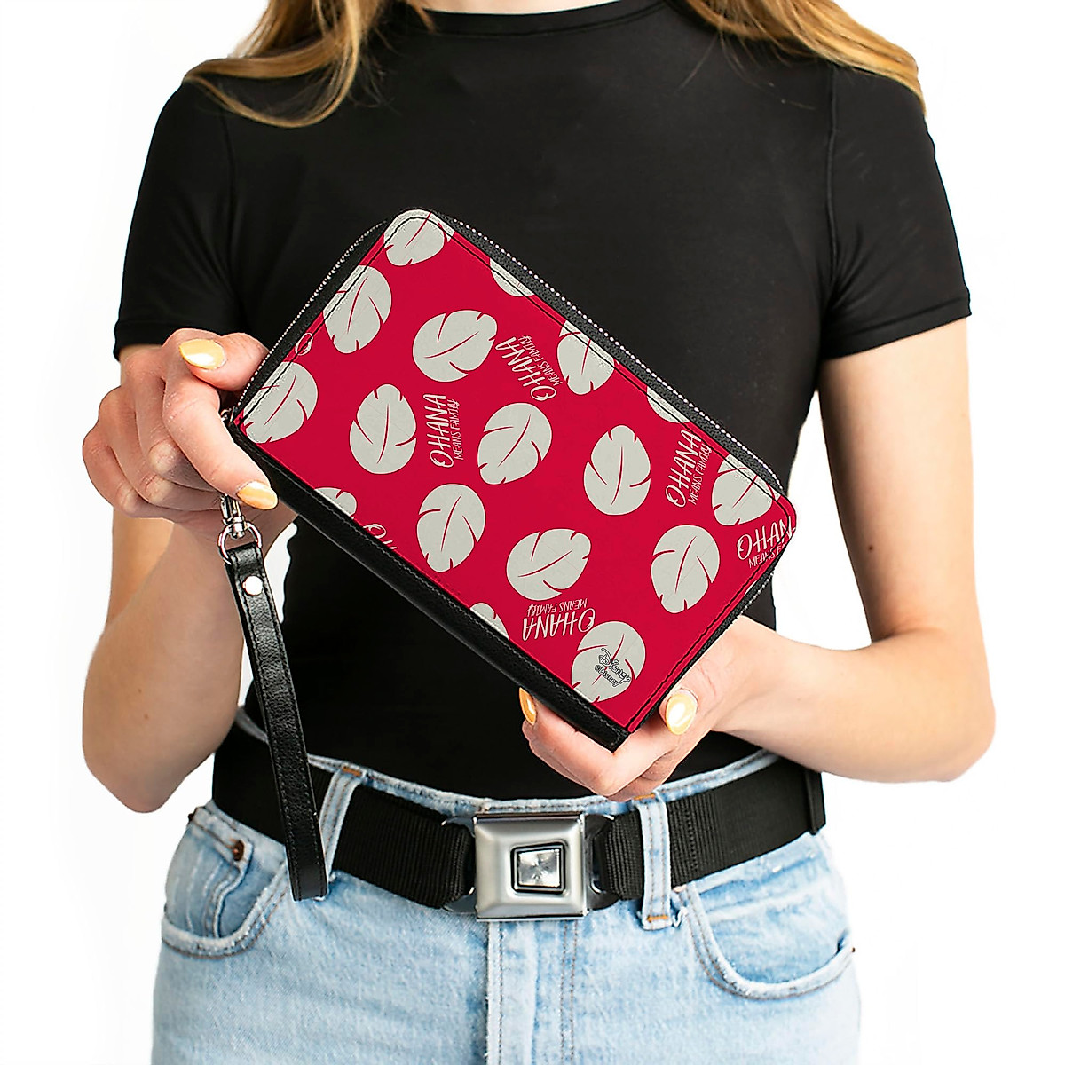 Buckle-Down Women's PU Zip Around Wallet Rectangle-Lilo & Stitch, 7.5"x4.5"