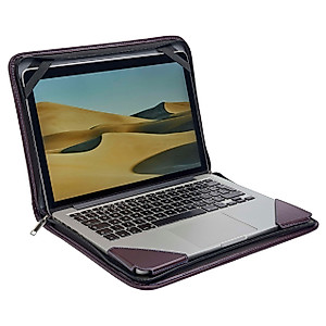 Broonel Purple Leather Laptop Messenger Case - Compatible with Microsoft Surface Pro 7 12.3"
