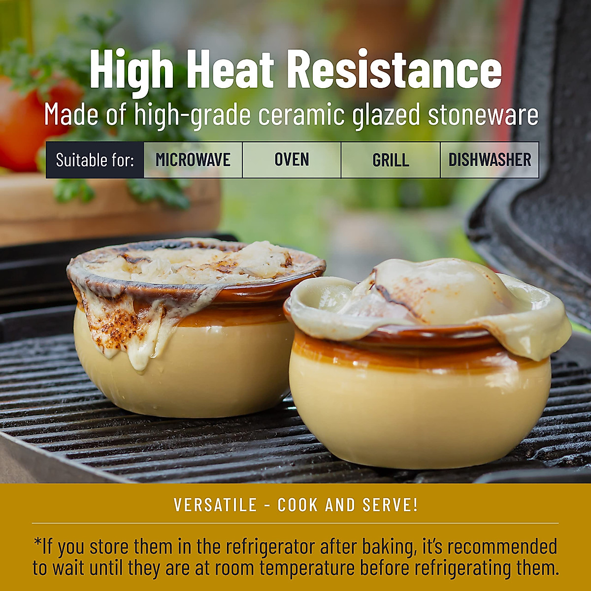 Furmaware French Onion Crock Soup Bowls, French Onion Soup Bowls, French Onion Soup Crocks Oven Safe, French Onion Soup Bowls Oven Safe, Set of 4, 12 ounces - 4 ½” x 2 ½”