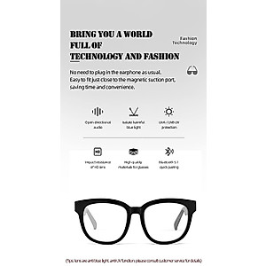 Smart Music Call Glasses Waterproof and Dustproof Anti -Blue Light Navigation Intelligent Voice Siri Awakening Sunglasses ABS Frame Personalized Headset (Round-Sunglasses)