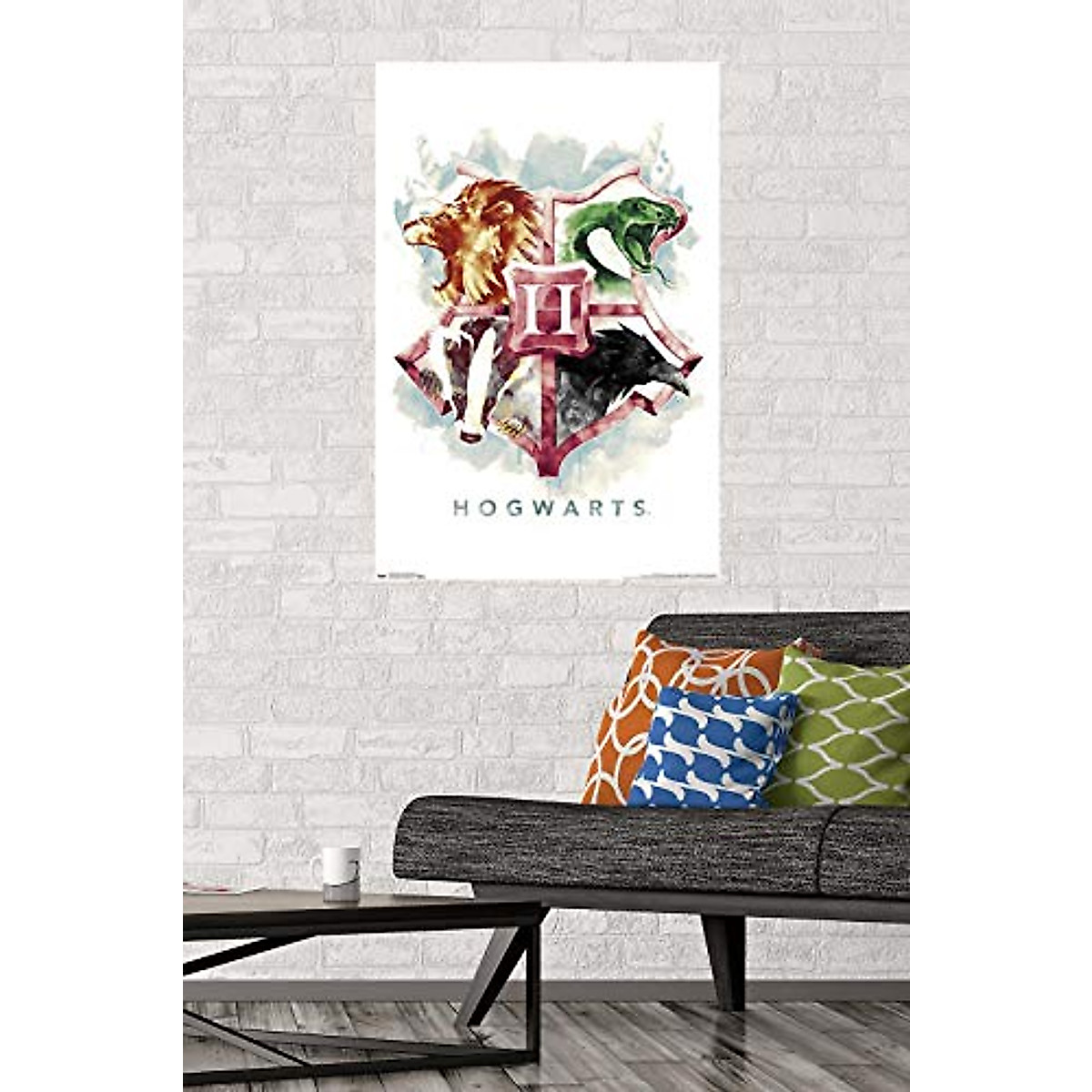 Trends International, 22.375" x 34", Poster & Mount Bundle The Wizarding World: Harry Potter-Hogwarts Illustrated House Crests Wall Poster
