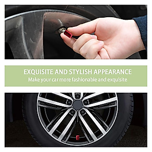 Ziciner 5 PCS Car Tire Valve Stem Caps, Anodized Aluminum Wheel Stem Covers, Corrosion Resistant Car Tire Air Caps, Universal Vehicle Exterior Accessories for Car, Truck, Motorcycle, Bike (Red)