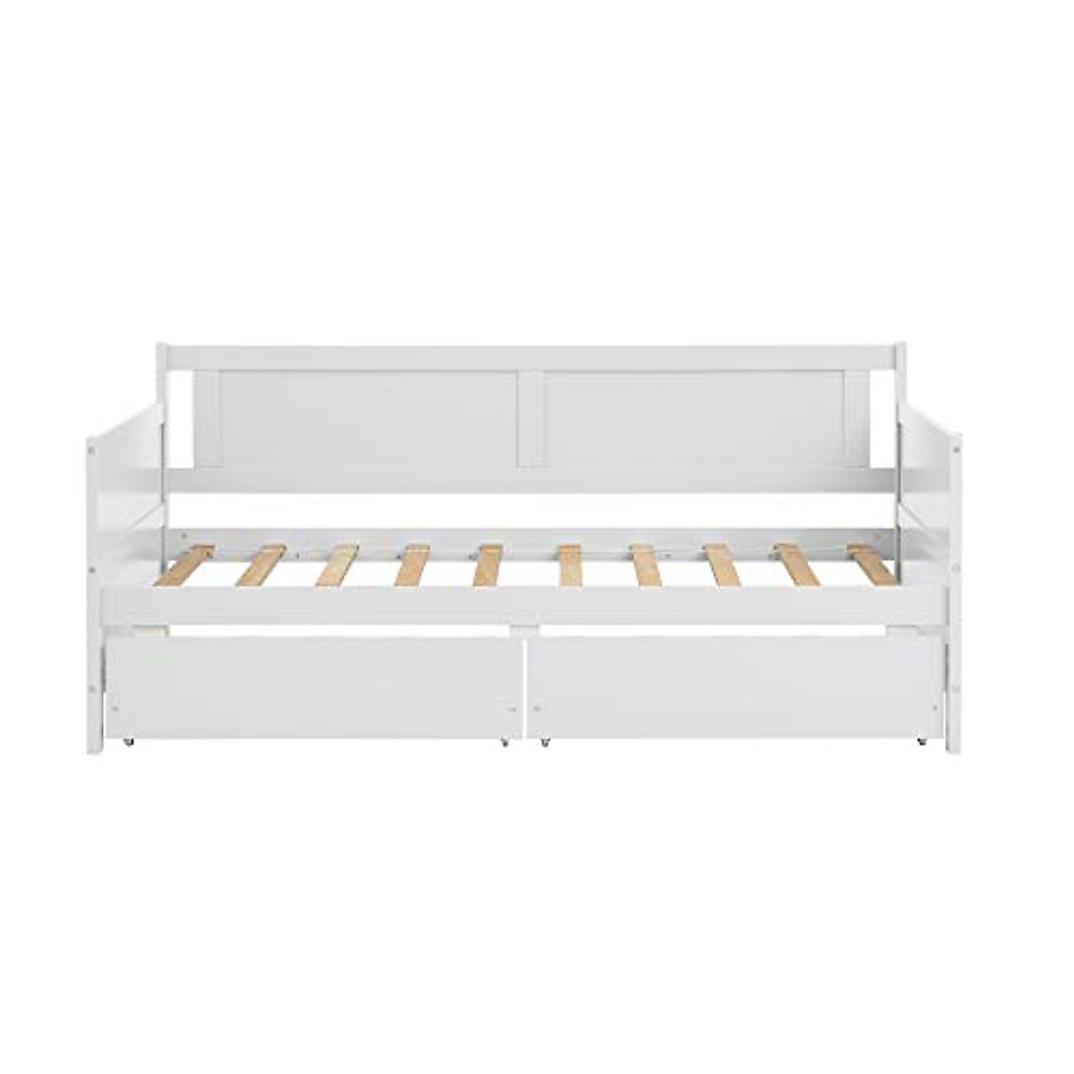 Harper & Bright Designs Twin Daybed with Two Drawers, Wood Twin Size Sofa Bed Frame with Wooden Slat Supports, Storage Daybed for Bedroom, Living Room (White, Twin with Drawers)