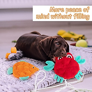 AWOOF No Stuffing Dog Toys, Crinkle Dog Toys Squeaky Dog Toys Cute Animal Dog Plush Toys for Small Medium Large Dogs Puppy Teething Chew Toys Dog Toys Bulk 5 Pack