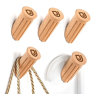 jansky Wood Wall Hooks, Pack of 5, Modern Coat Hooks Wall Mounted, Decorative Hooks for Hanging Clothes, Towel, Hangers, Robe, Scarf, Hat, Bag (Beech Wood)