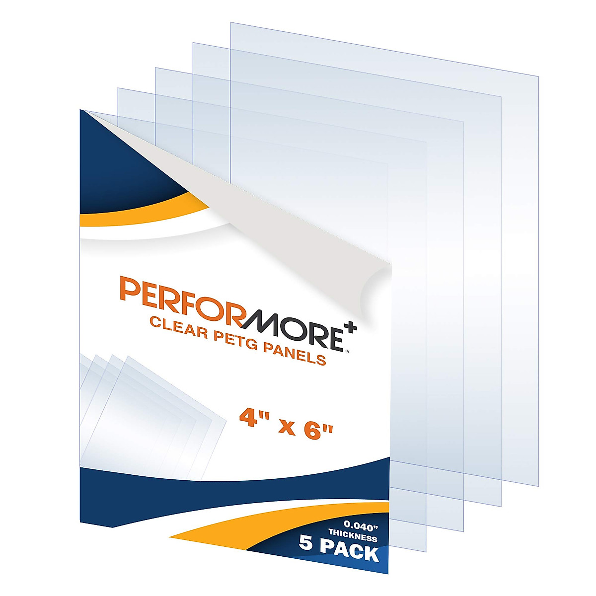 Performore 5 Pack of 4x6 Inch Plexiglass Sheet with Protective Film, 0.04" Thick PETG Panels, Clear Acrylic Plastic Sheet for Picture Frame, Invitations, Cricut