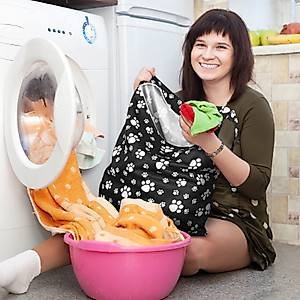 Shappy 2 Pcs Large Travel Laundry Bag Washable Waterproof Wet Dry Bag Large Dirty Clothes Bag Bathing Workout Bag(Paw)