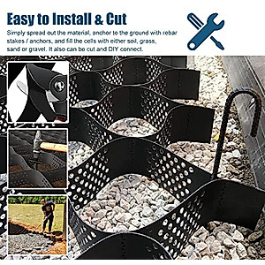 ZIMGOD Pea Gravel Grid Paving Stabilizer, Geocell Ground Grid 2" Depth, Polyethylene Geo Grid Pavers, for Garden Pathway Driveways Subgrade Work (Size : 3m x 4m (10ft x 13ft))