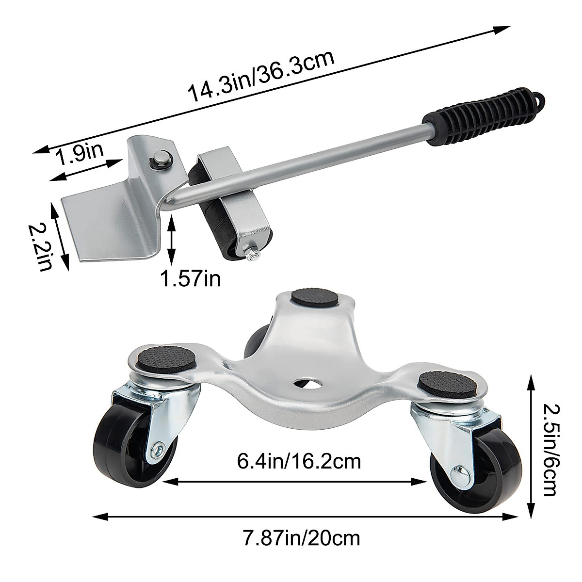 Furniture Moving Dolly, Furniture Tri Dolly, 3 Wheel Movers Dolly for Moving Heavy Furniture, 330LB Load Capacity, Furniture Moving Wheels 4 Pack, 6-Inch Steel Tri-Dolly with Lifter