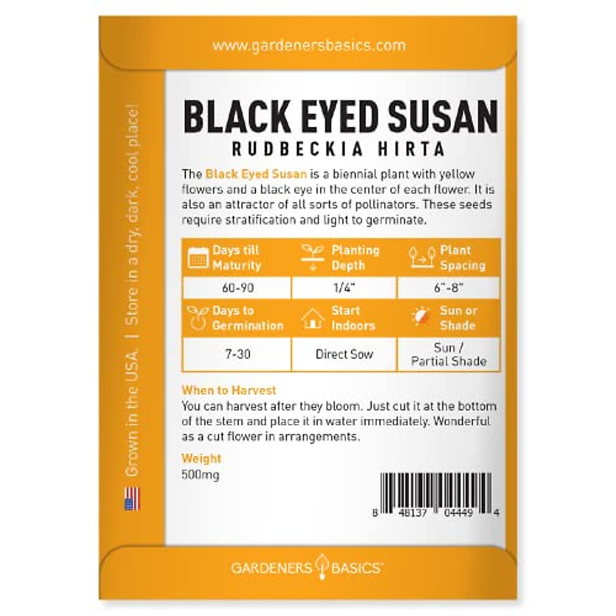Black Eyed Susan Seeds for Planting - Rudbeckia Hirta Flower Seeds for Cut Flower Gardens Beautiful Yellow and Black Flowers to Grow in Your Garden by Gardeners Basics