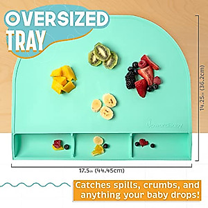 UpwardBaby Silicone Placemats for Toddlers- Suction Baby Placemat for Restaurants & Home with Food Catching Pockets-Kids Placemat for Dining Table-Washable Wipeable Nonslip BPA-Free Placemats for Kids