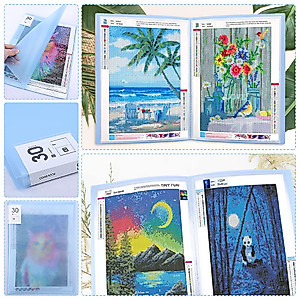 A3 Diamond Painting Storage Book for Diamond Painting Kits Diamond Art Storage Presentation Book Diamond Art Portfolio Folder with 30 Pocket Slevees Protectors(Blue)