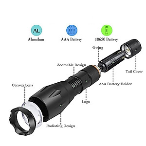 ESASAM Handheld Flashlights， Flashlight Q5 Mini Torch Lanterna Tactical Flashlight Zoomable Waterproof Protable Outdoor Camping Bike Light