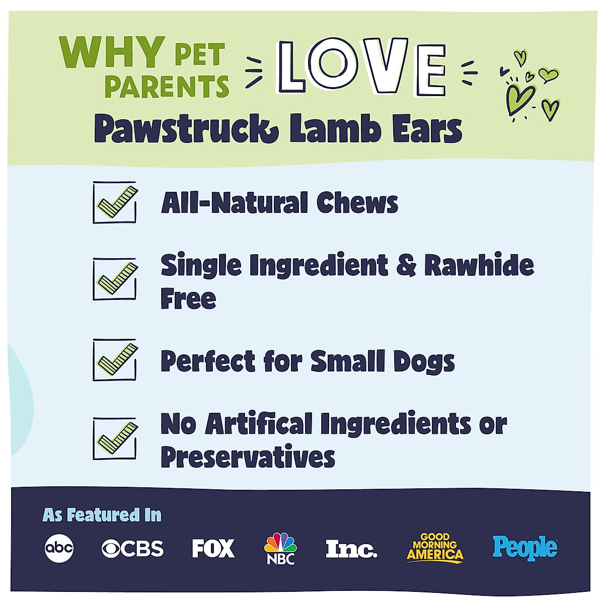 Pawstruck Natural Lamb Ears Chew Treats for Small & Medium Dogs - Healthy Low Fat, No Artificial Preservatives, Single Ingredient, Highly Digestible Animal Ear - 10 Count - Packaging May Vary