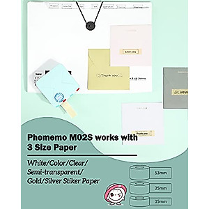 Phomemo Pocket Printer- M02S 300dpi Portable Bluetooth Inkless Mini Phone Printer- Note Printer for DIY Creation, Photo Printing, Study Notes, Cyan