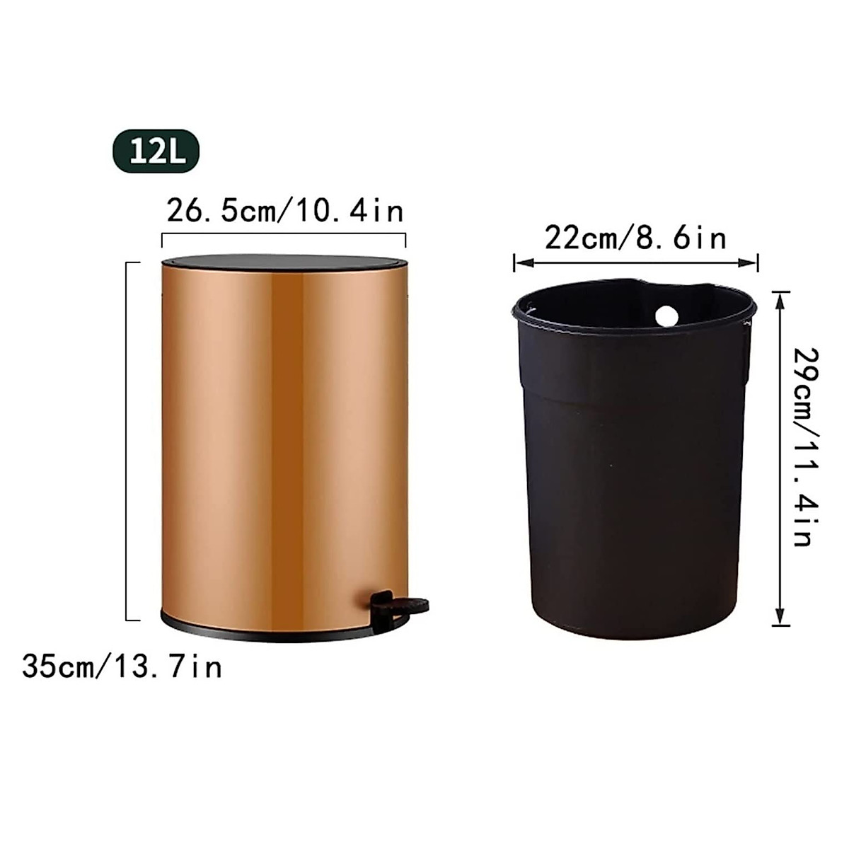 NEHHDC Trash Can Garbage Can Trash Bin Step Trash Can Wastebasket Garbage Container Bin Removable Liner Bucket Step Trash Bin Living Room Trashcan Garbage Bin (Color : White, Size : 26.5 * 35cm)