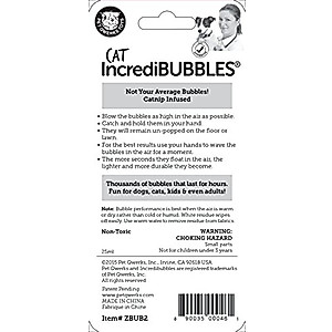Pet Qwerks Incredibubbles Interactive Cat Toys - Long Lasting Edible Bubbles for Cats - Catnip Flavor - 20 ML