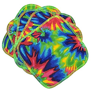 2 Ply Printed Flannel Little Wipes 8x8 Inches Set of 5 Hippie Tie Dye