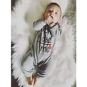 Derouetkia Baby Boys Girls Romper Letter Mom Plus Dad Equal Me Jumpsuit (0-3 Months) Gray