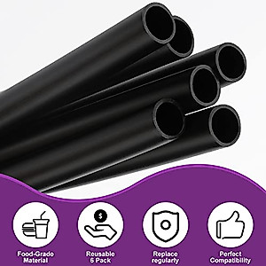 6pcs Replacement Straws for Owala FreeSip 24 oz, Reusable Plastic Straws with Cleaning Brush for Owala Flip 24oz Insulated Water Bottle Tumbler Accessories (Black)