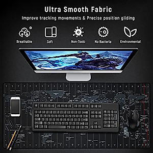 JIALONG New Upgraded Version Large Mouse Pad Desk Mat Comfortable Mousepad with Personalized Design Extended Size 35.4 X 15.7X 0.12 inches for Laptop, Computer and PC - Black World Map