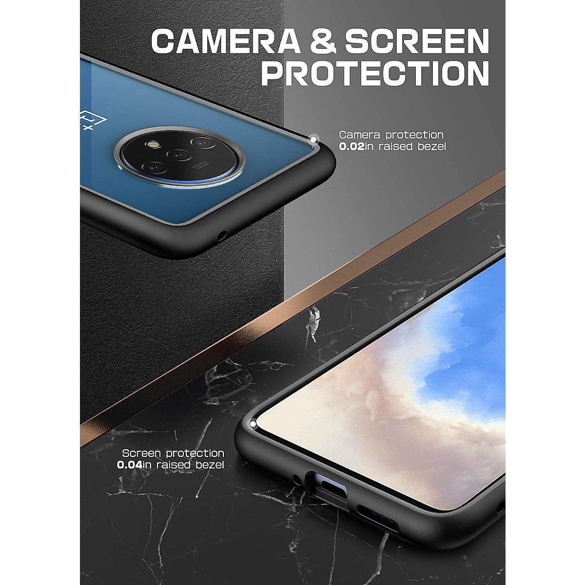 SUPCASE Unicorn Beetle Style Slim Clear Case for OnePlus 7T - Black