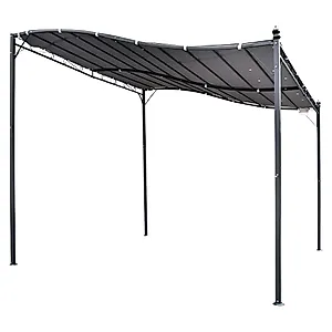 Outsunny 10' x 10' Steel Outdoor Pergola Gazebo, Patio Canopy with Weather-Resistant Fabric and Drainage Holes for Backyard, Deck, Garden, Gray
