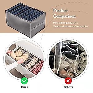 Wardrobe Clothes Organizer, Clothes Organizer for Clothing 3 PCS Drawer Clothes Organizer Handle Foldable Clothes Organizer for Thin Jeans, T-shirts, Skirts