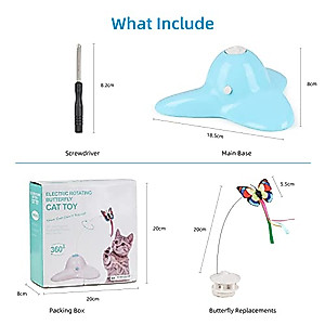 SOKER Cat Toys, Interactive Cat Toy Automatic Electric Butterfly 360° Rotating Kitten Toy for Indoor Cats, with 1 Butterfly Replacements(Blue)