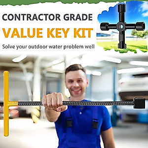 Winisok 17 Inch Water Meter Key With 4-Way Multi-Functional Utilities Key, Enforced Rebar Water Shut Off Tool Wrench T-handle for Curb Main and Water Meters, Underground Stop or Waste Valves