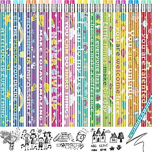 100 Pcs Motivational Pencils Bulk, Rainbow Inspirational School Pencils for Classroom, Cute Pencils with Encourage Positive Sayings, Back to School Supplies for Kids Student Teacher Classroom Reward