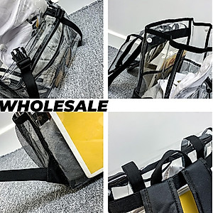 Verdancy Clear Backpack Transparent Bookbag See Through Schoolbag with Padded Adjustable Straps Heavy Duty PVC Waterproof (Black)