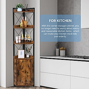 DRDINGRUI Tall Corner Shelf Cabinet, Corner Storage Cabinets,70.9'' Height 5-Tier Bookshelf Stand,Corner Plant Stand, Rustic Style Rack for Home,Kitchen,Living Room Storage