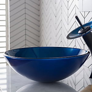 Kraus GV-204 Irruption Blue Glass Vessel Bathroom Sink