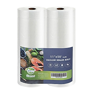 Bbaoo Vacuum Sealer Bags 11"x50' 2 pack for Food Saver, Commercial Grade Bag Rolls, Food Vac Bags for Storage, Seal a Meal, BPA Free, Meal Prep or Sous Vide