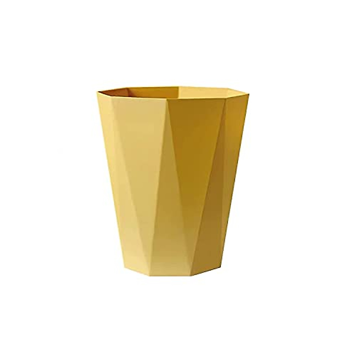 Qinlee Spruce Sleek and Stylish Polygonal Plastic Small Wastebasket Trash Can for Bedroom, Living Room, Home Office, Children's Room Garbage Container Bin(Mustard Yellow,S/7.8"x9.5")